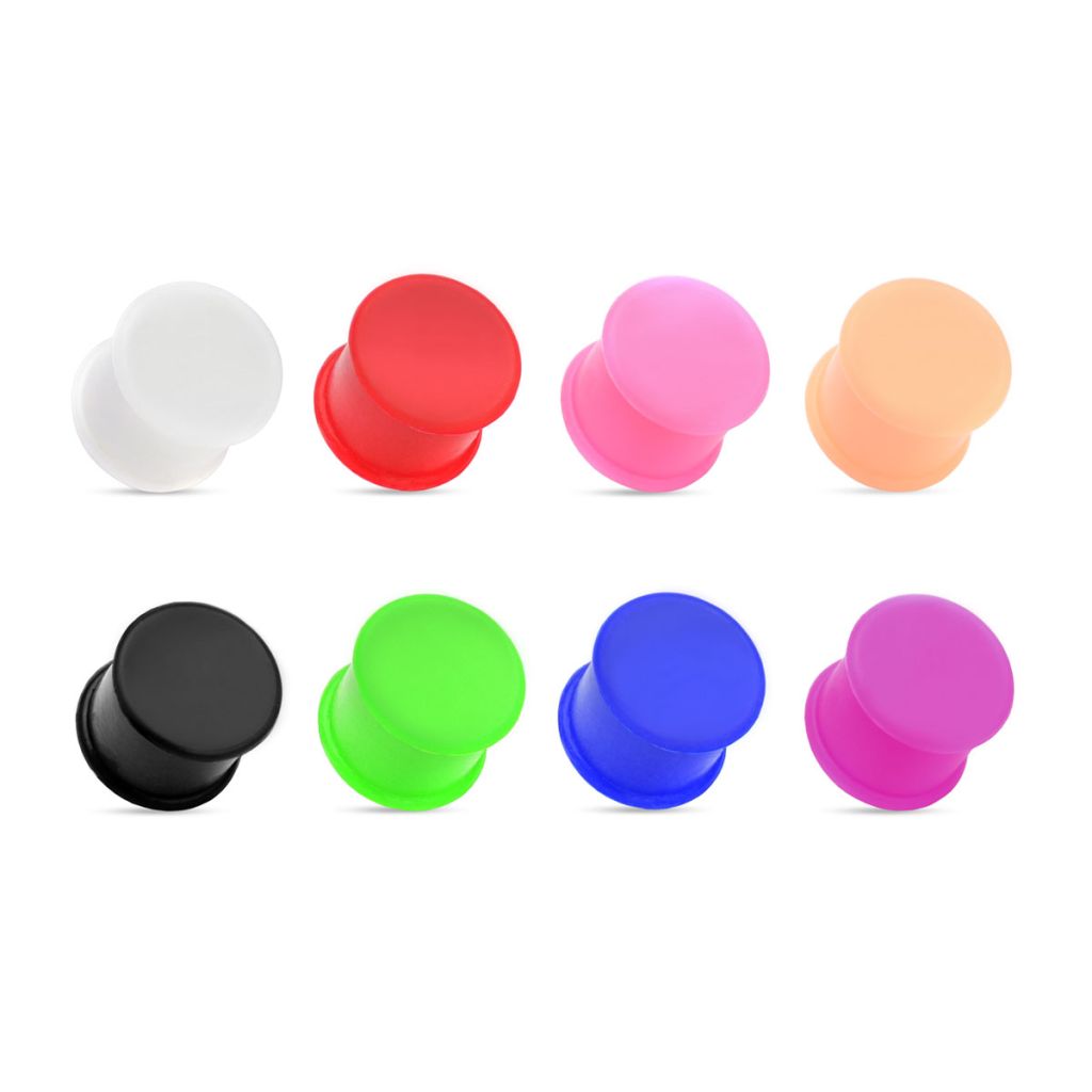 Wide range of silicone plugs in different colors and gauge sizes